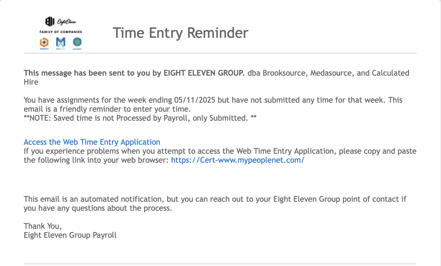 Entering Time in our New Portal – Eight Eleven Support